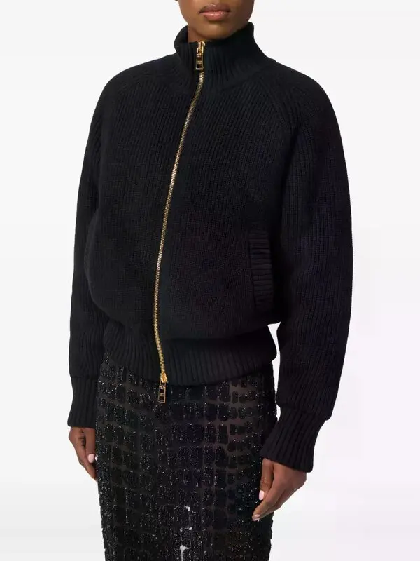 Elisabetta Franchi Ribbed-knit Zip-front Bomber Jacket