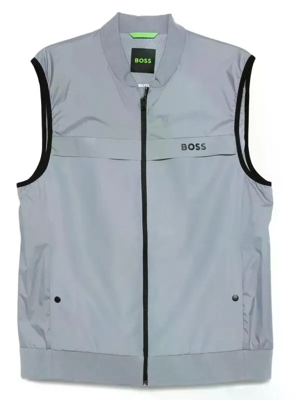 Hugo Boss Gridlyte Zip-front Sleeveless Gilet - Grey
