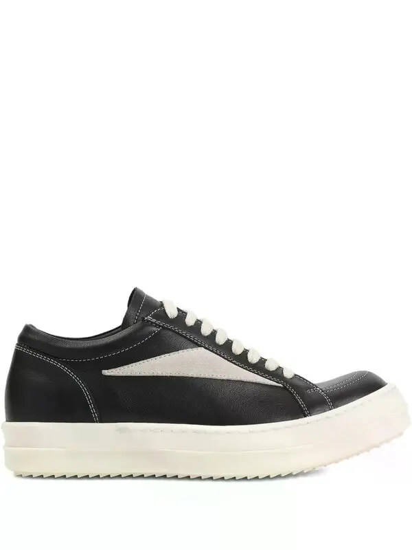 Rick Owens Leather Panelled Low Top Sneakers - Black