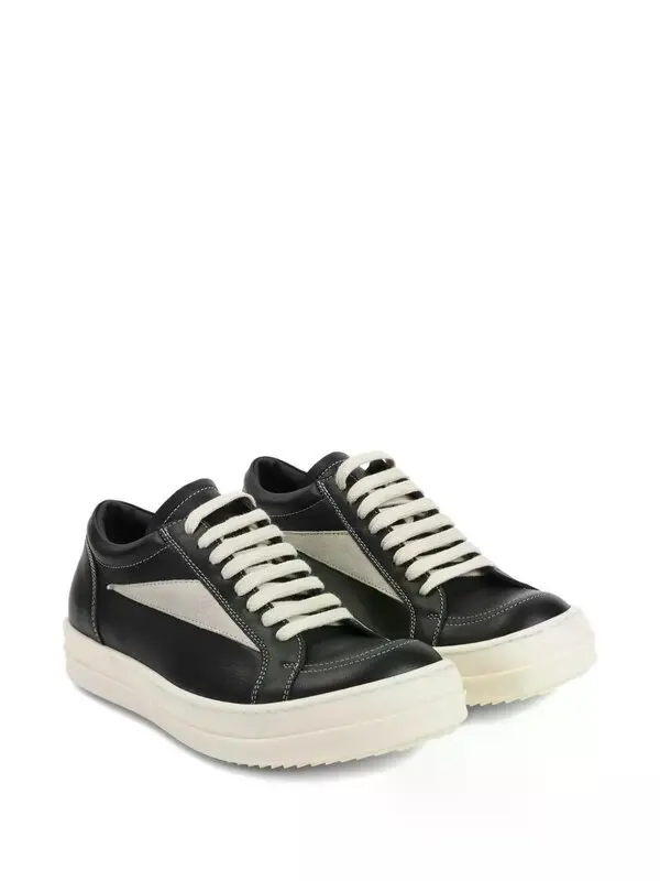 Rick Owens Leather Panelled Low Top Sneakers - Black