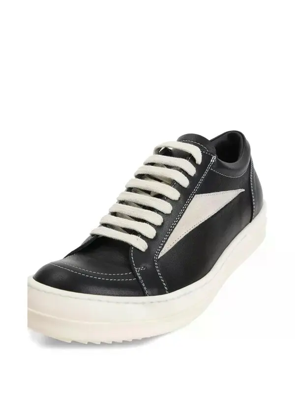Rick Owens Leather Panelled Low Top Sneakers - Black