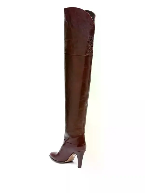 Chloé 90mm Eve Leather Boots - Red