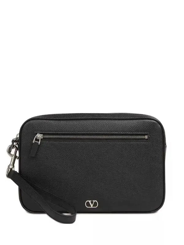 Valentino Garavani Logo Zip-top Clutch - Black