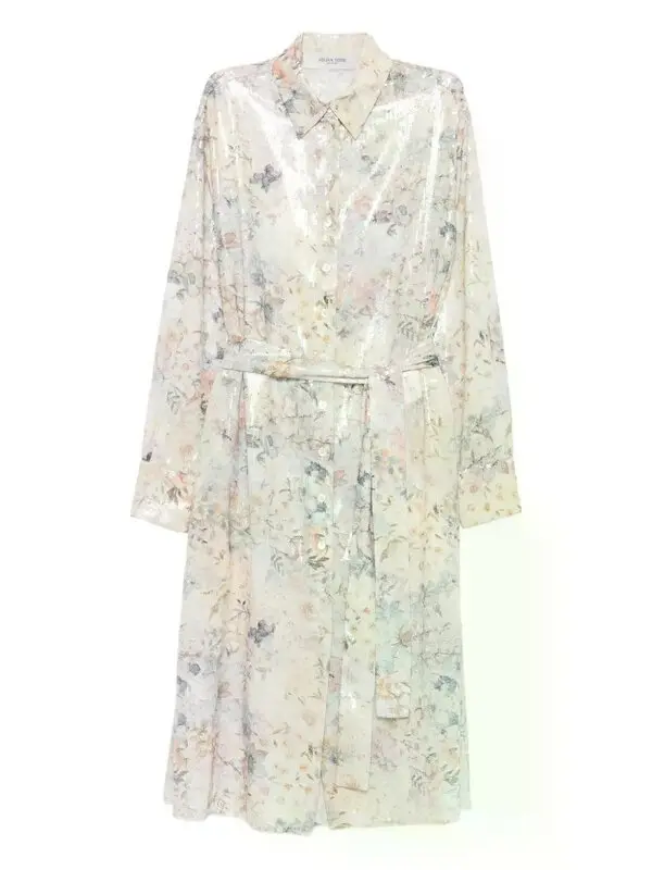 Golden Goose Sequin Floral Shirt Dress - Neutrals