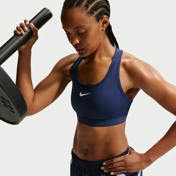 Nike Swoosh Medium-support Padded Sports Bra - Blue