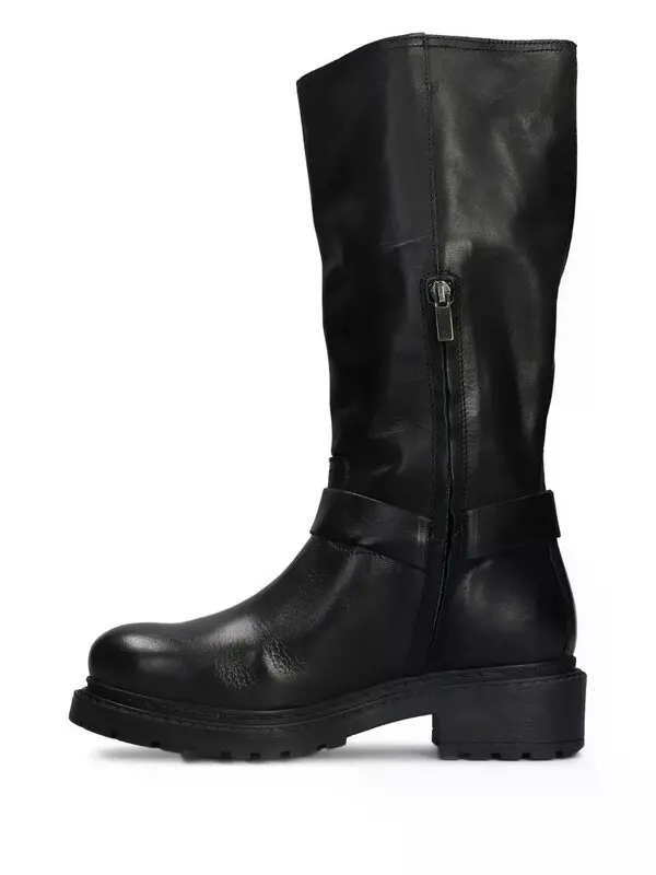METISSE Leather Biker Boots - Black
