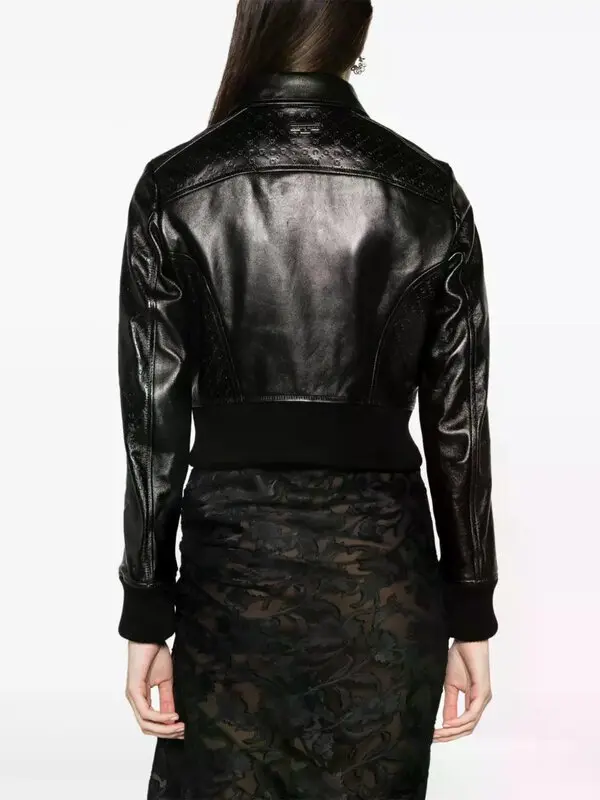 MARINE SERRE Embossed-logo Leather Jacket