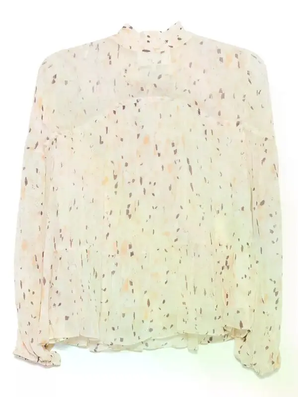 Ba&sh Kamala Bow-detailed Printed Blouse - Neutrals