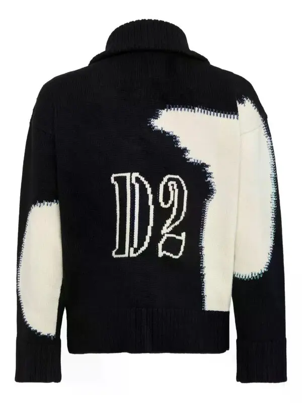 Dsquared2 Zip-up Cardigan With Jacquard Logo Motif