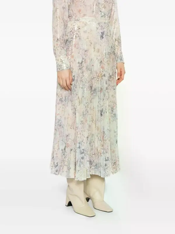 GOLDEN GOOSE Sequin-embellished Pleated Midi Skirt - Neutrals