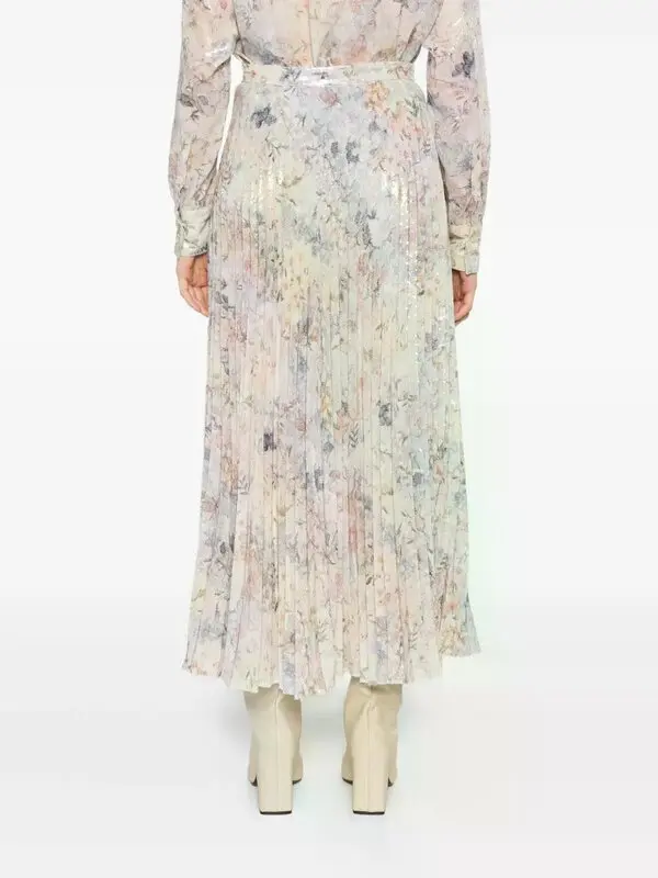 GOLDEN GOOSE Sequin-embellished Pleated Midi Skirt - Neutrals