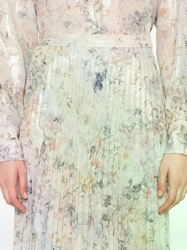 GOLDEN GOOSE Sequin-embellished Pleated Midi Skirt - Neutrals