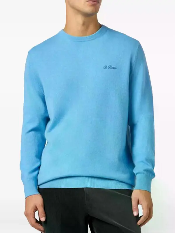 MC2 SAINT BARTH Embroidered-logo Crew-neck Jumper - Blue
