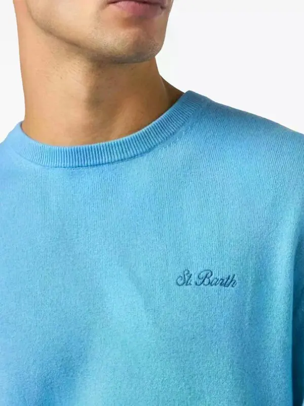 MC2 SAINT BARTH Embroidered-logo Crew-neck Jumper - Blue