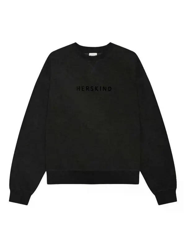HERSKIND Lizette Embroidered-logo Sweatshirt - Black