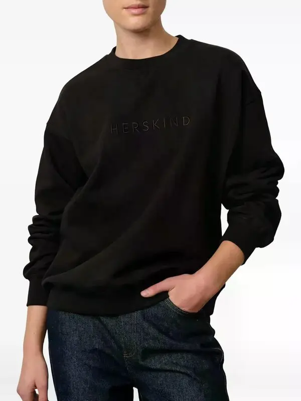 HERSKIND Lizette Embroidered-logo Sweatshirt - Black