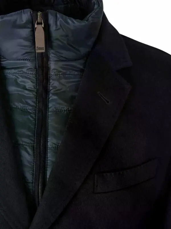 Herno Buttoned Coat With Detachable Lining - Blue