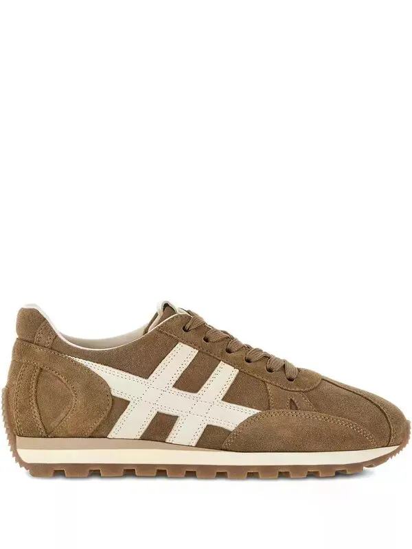 Hogan Suede And Leather Low-top Trainers - Brown