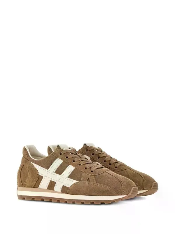 Hogan Suede And Leather Low-top Trainers - Brown