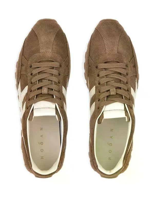Hogan Suede And Leather Low-top Trainers - Brown