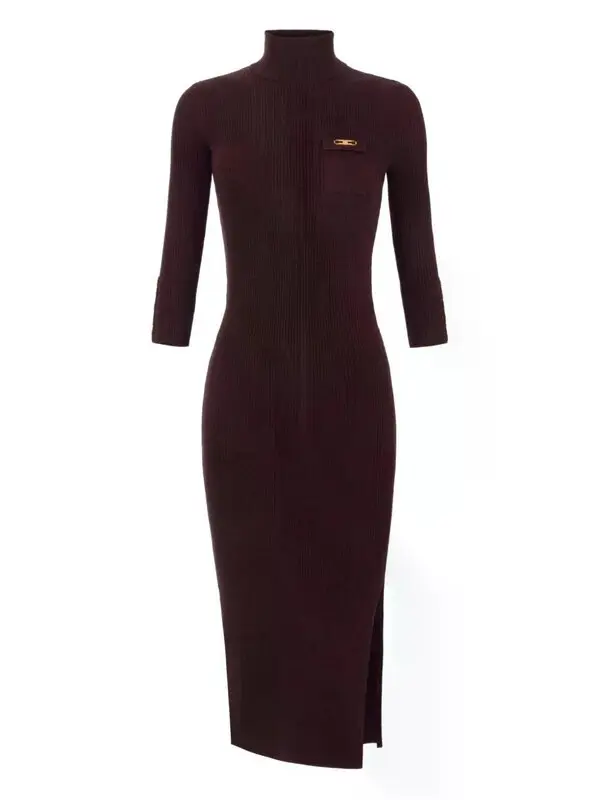 Elisabetta Franchi High-neck Ribbed-knit Dress - Red