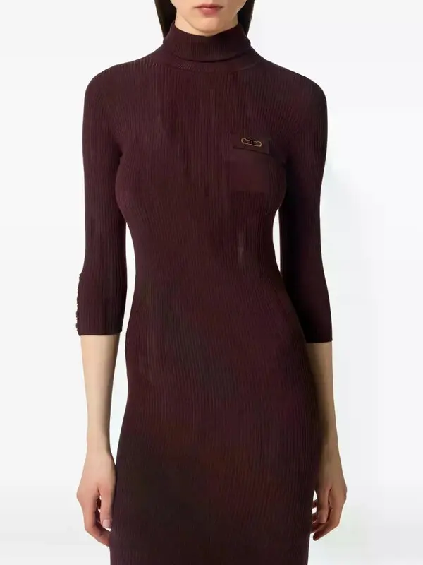 Elisabetta Franchi High-neck Ribbed-knit Dress - Red