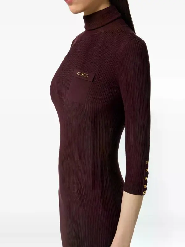 Elisabetta Franchi High-neck Ribbed-knit Dress - Red