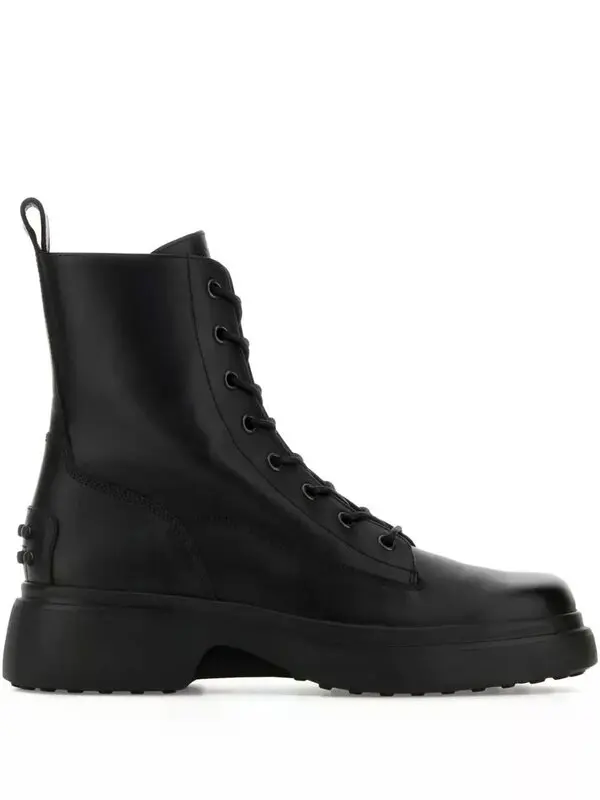 TOD'S Lace-up Platform Combat Boots - Black