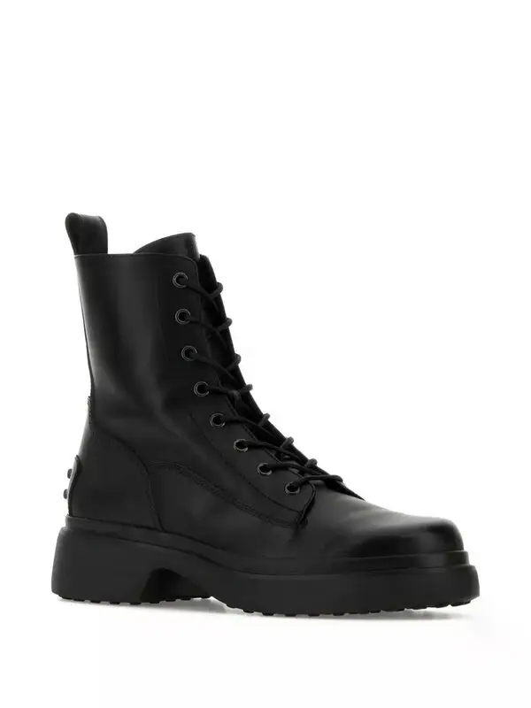 TOD'S Lace-up Platform Combat Boots - Black