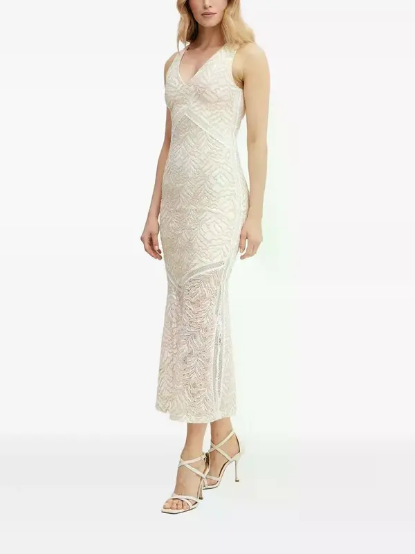 Guess Lace-insert V-neck Midi Dress