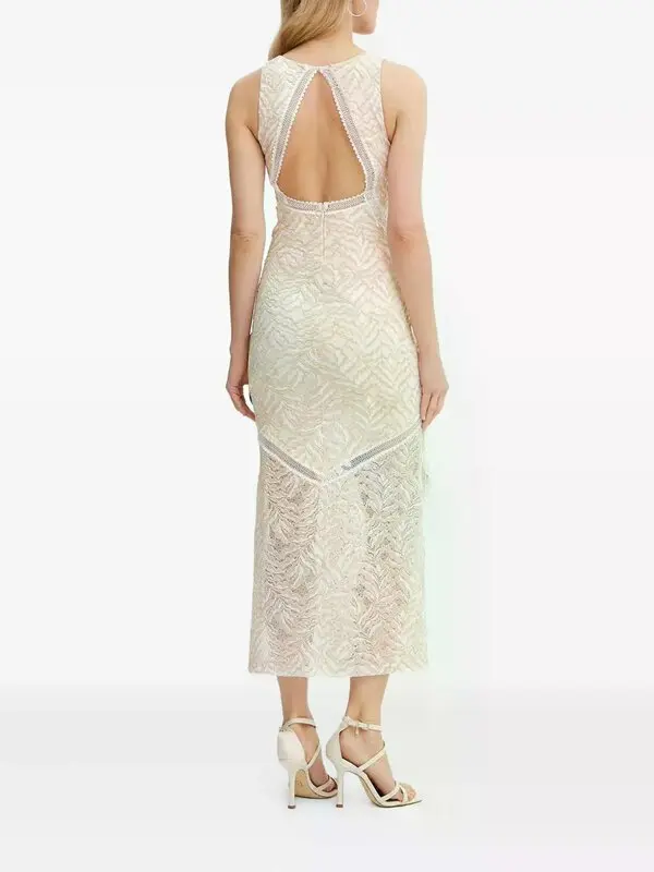 Guess Lace-insert V-neck Midi Dress