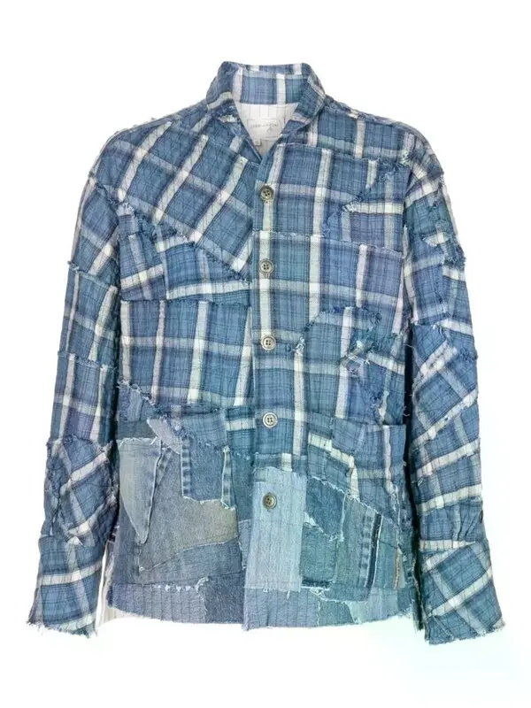 GREG LAUREN Patchwork Checked Shirt