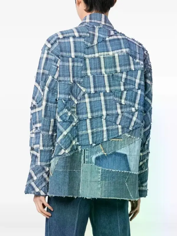 GREG LAUREN Patchwork Checked Shirt