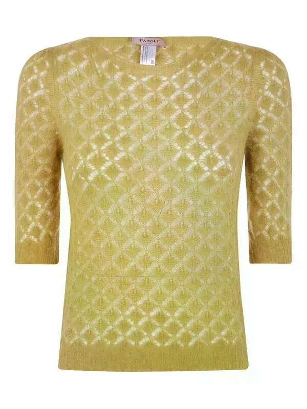 TWINSET Open-knit Short-sleeve Sweater - Yellow