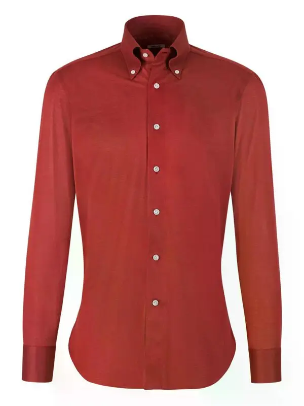 FRAY Button-down Piqué Shirt - Red