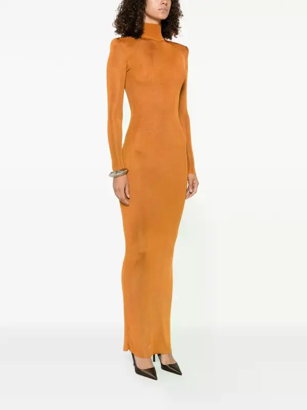 SELF-PORTRAIT High-neck Long-sleeve Dress - Orange