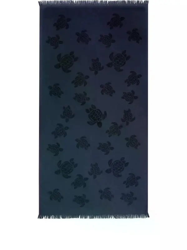 Vilebrequin Turtle Fringed Bath Towel - Blue