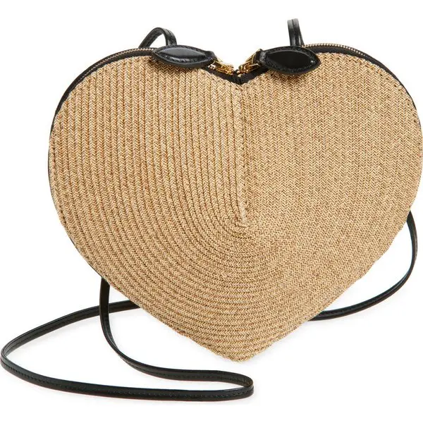 Alaïa Le Coeur Raffia Crossbody Bag - Naturel