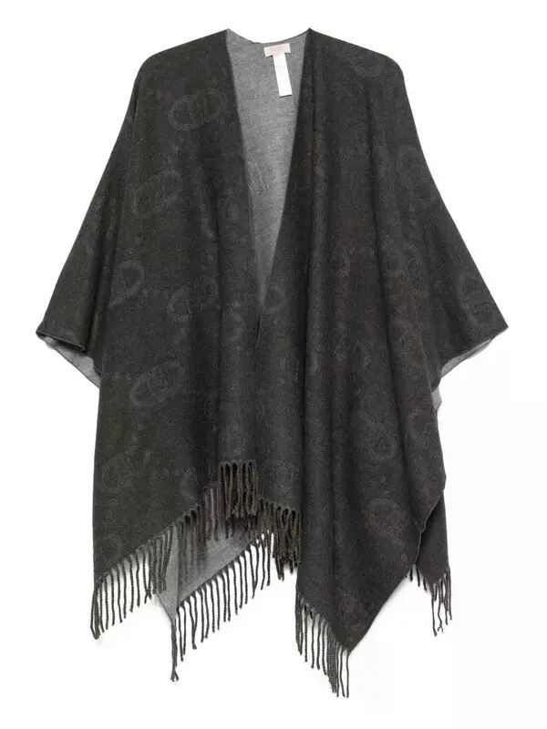 Liu Jo Patterned Poncho With Fringed Edges