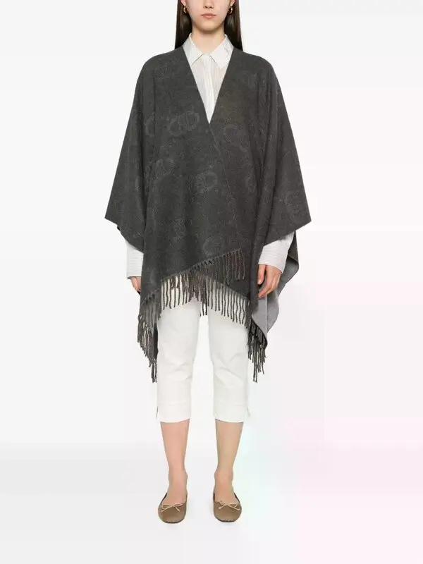 Liu Jo Patterned Poncho With Fringed Edges