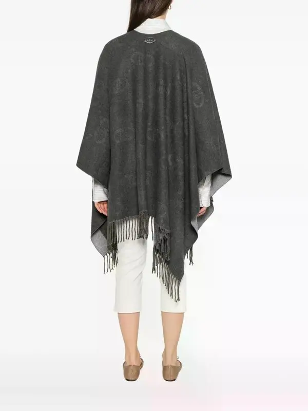 Liu Jo Patterned Poncho With Fringed Edges