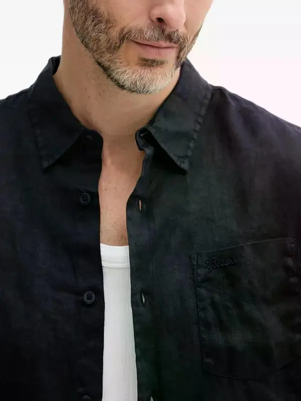 Guess Embroidered-pocket Linen Shirt