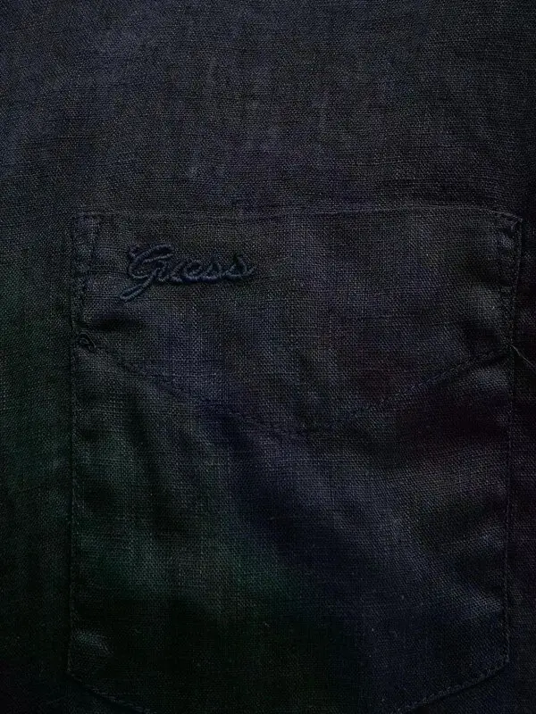 Guess Embroidered-pocket Linen Shirt