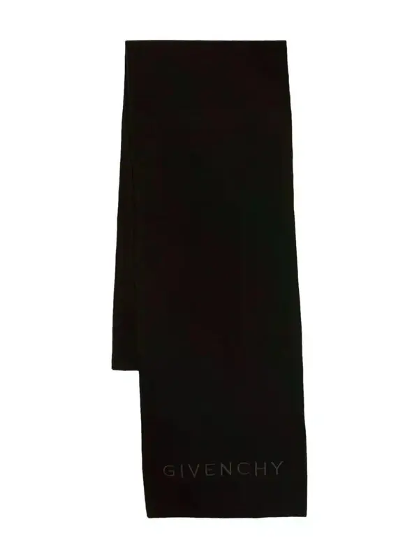 Givenchy Logo-embroidered Wool Scarf - Brown