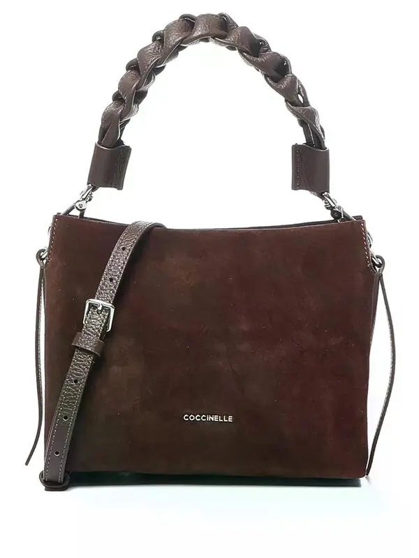 COCCINELLE Braided-handle Suede Shoulder Bag - Brown