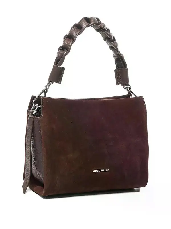 COCCINELLE Braided-handle Suede Shoulder Bag - Brown