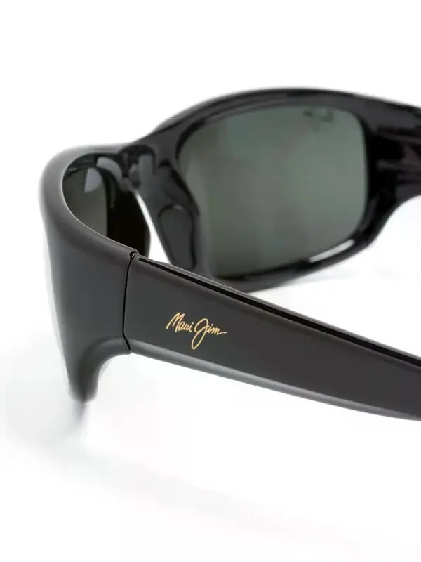 Maui Jim Logo-print Rectangle-frame Sunglasses - Black