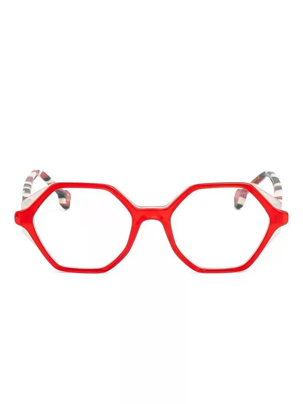 ETNIA BARCELONA Geometric Eyeglasses With Patterned Arms - Red