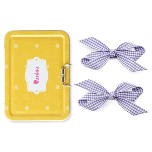 PUTTISU 2-piece Bow Clip Set - Violet Gingham