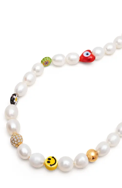 NIALAYA Smiley Face Pearl Necklace